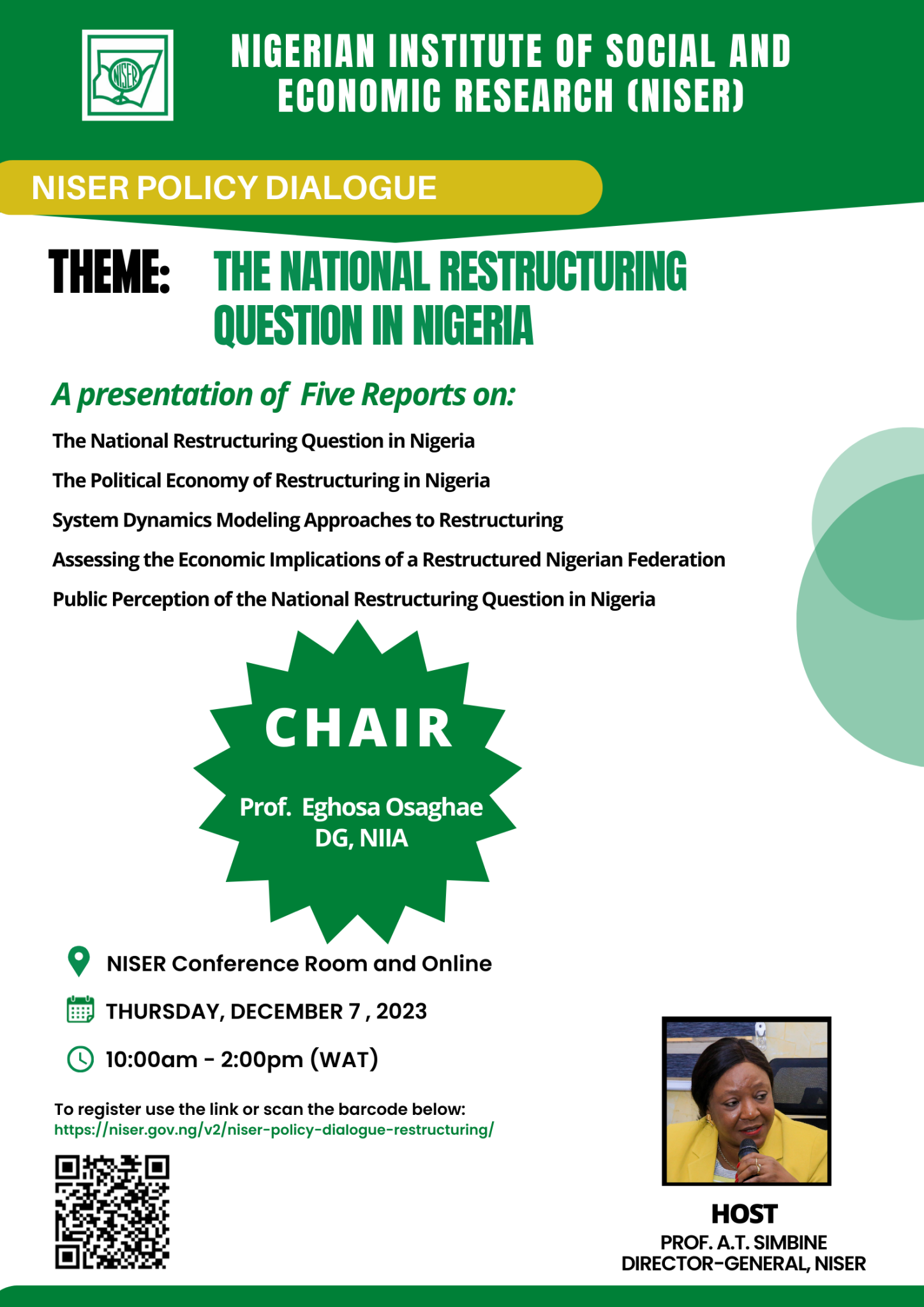 NISER POLICY DIALOGUE - THE NATIONAL RESTRUCTURING QUESTION IN NIGERIA ...